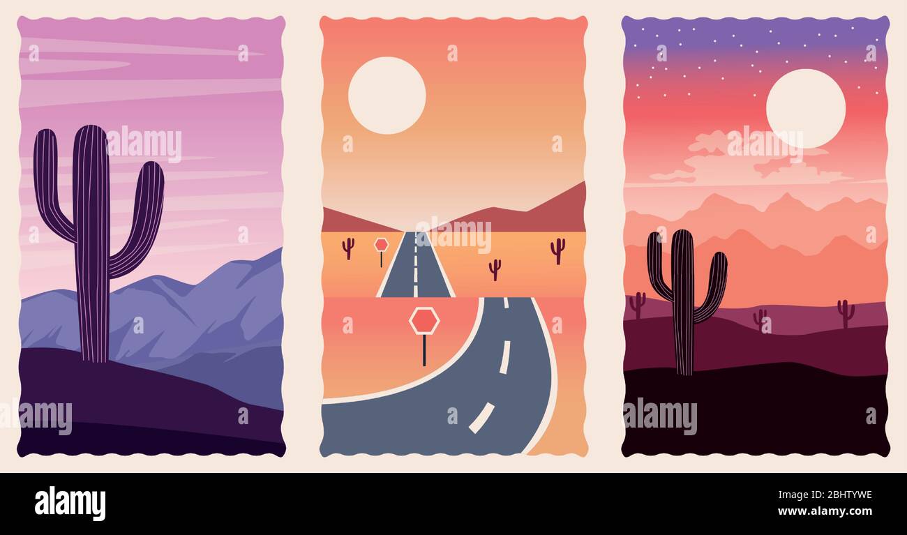 set of deserts landscapes flat scenes Stock Vector Image & Art - Alamy