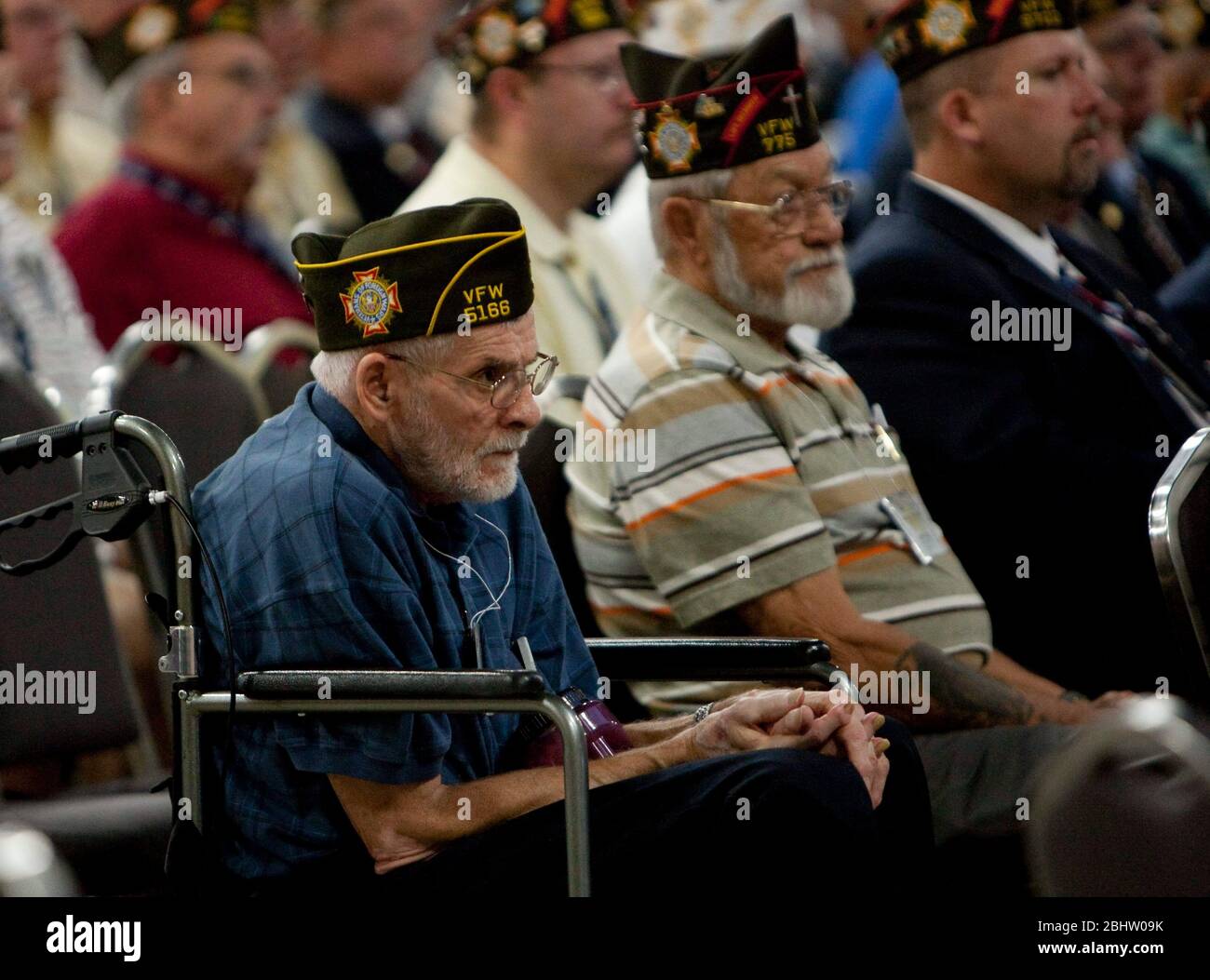 San Antonio, Texas USA, August, 31, 2011: Elderly veterans listen to a ...