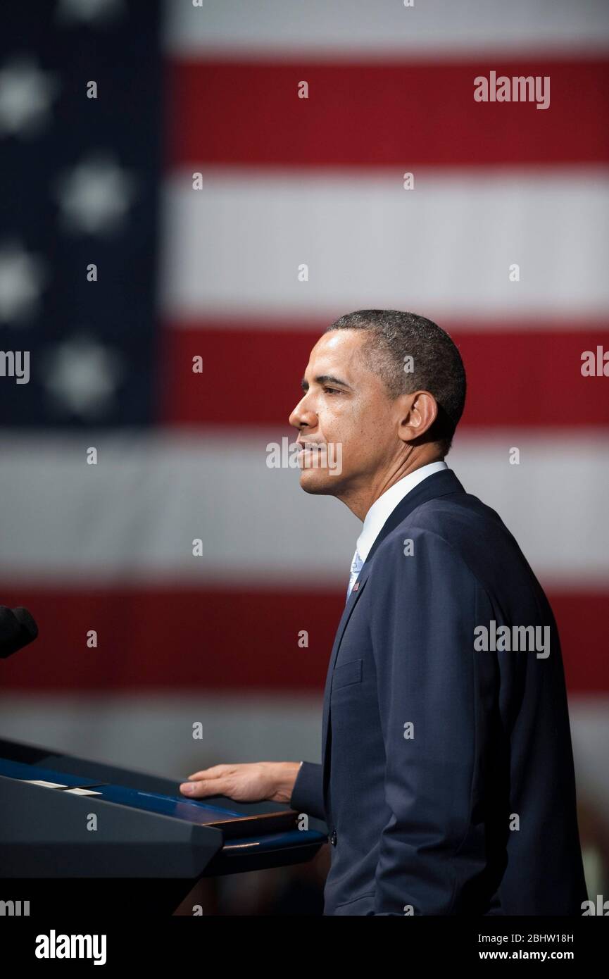 Austin, Texas USA, May 10, 2011: U.S. President Barack Obama speaks to ...