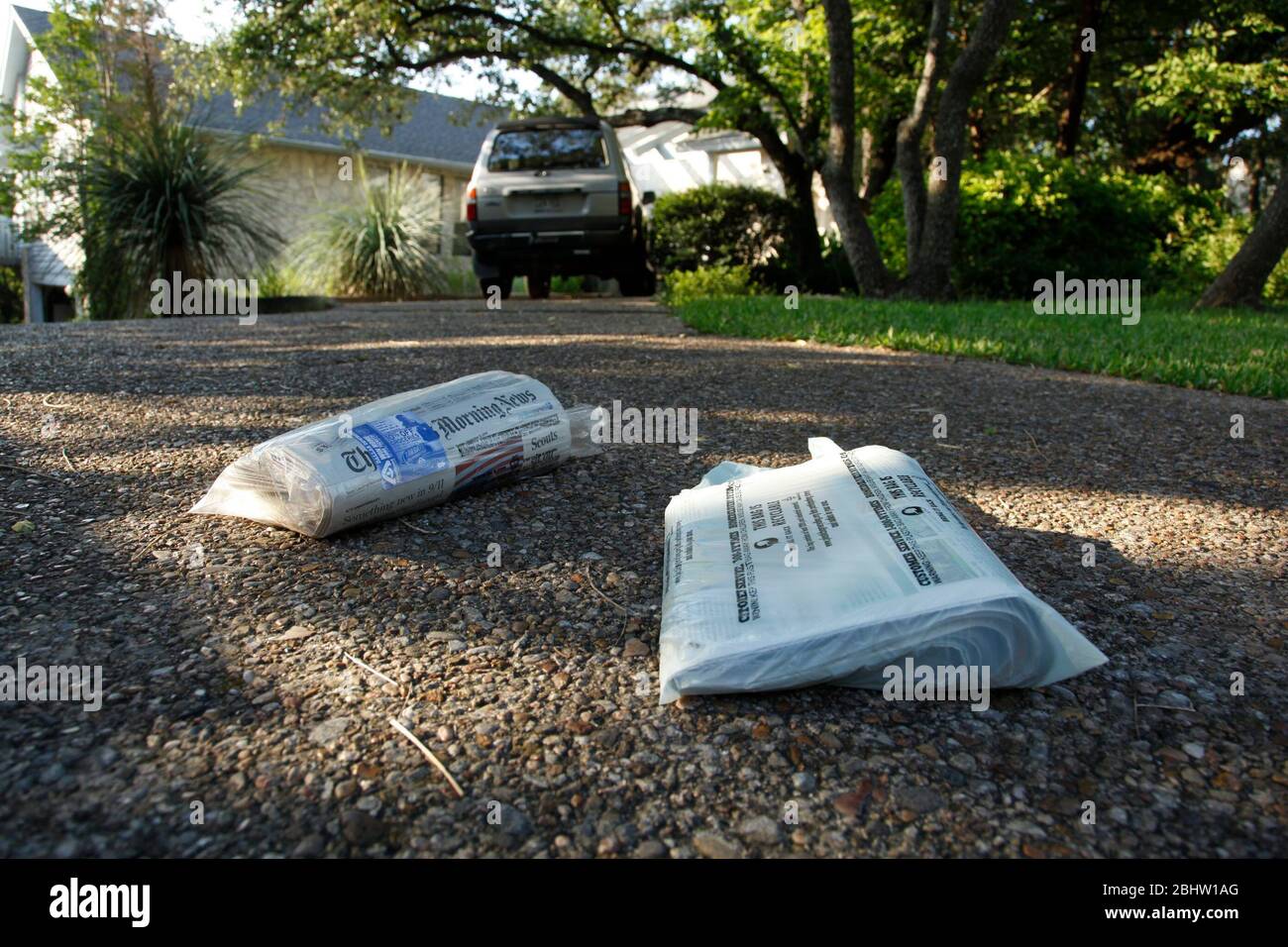 Austin Texas USA, September 12, 2011: Home newspaper delivery of Dallas ...