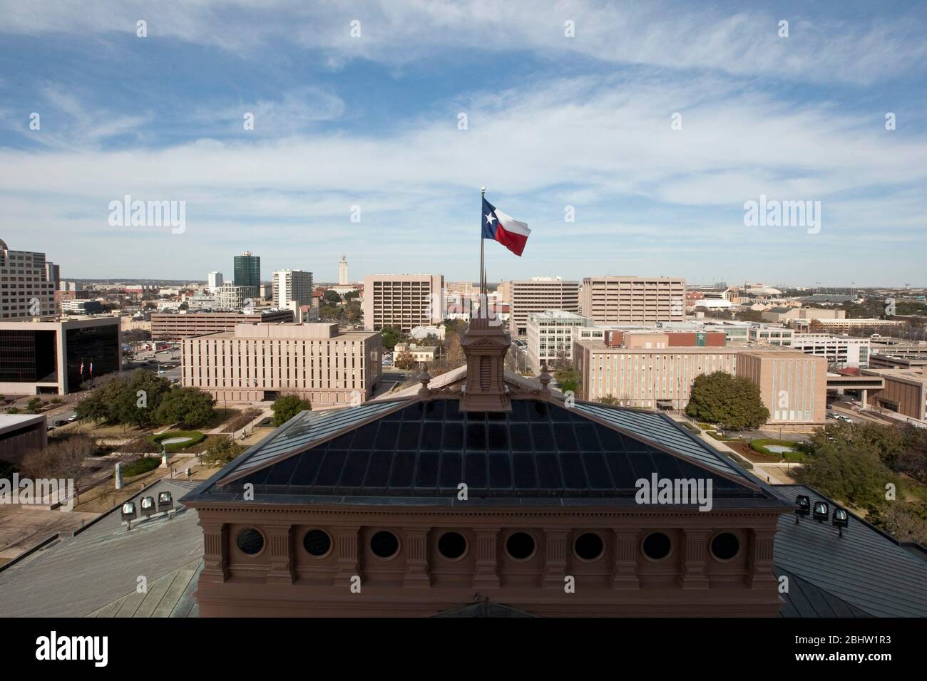 Austin Texas USA, January 6 2011: Texas flag flies from flagpole on ...
