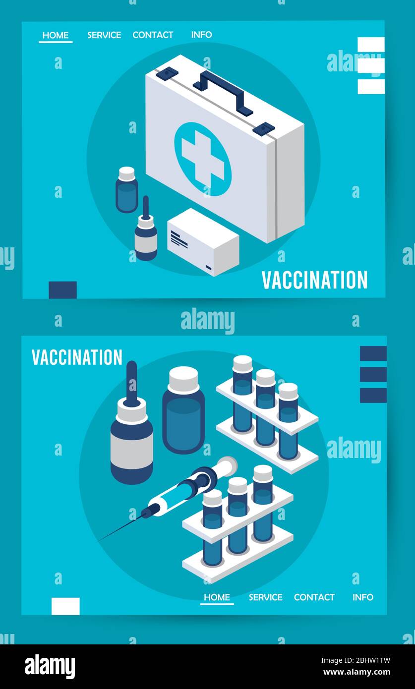 vaccination service with medical kit isometric icons Stock Vector Image ...