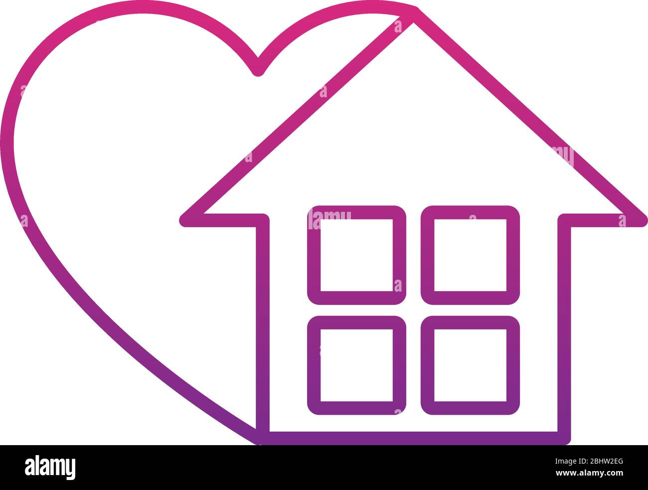 stay home concept, house and heart icon over white background, gradient ...