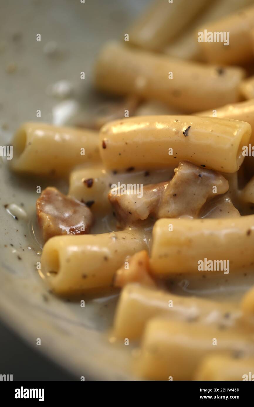 La Gricia pasta with guanciale in Rome Italy Stock Photo - Alamy