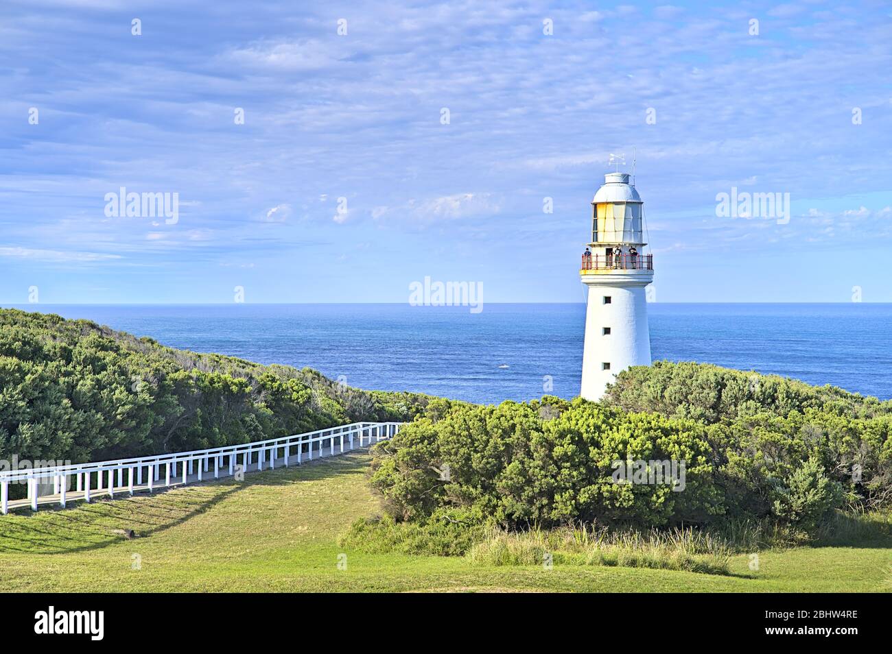 Cape Otway Lighthouse with the sea behind Stock Photo - Alamy