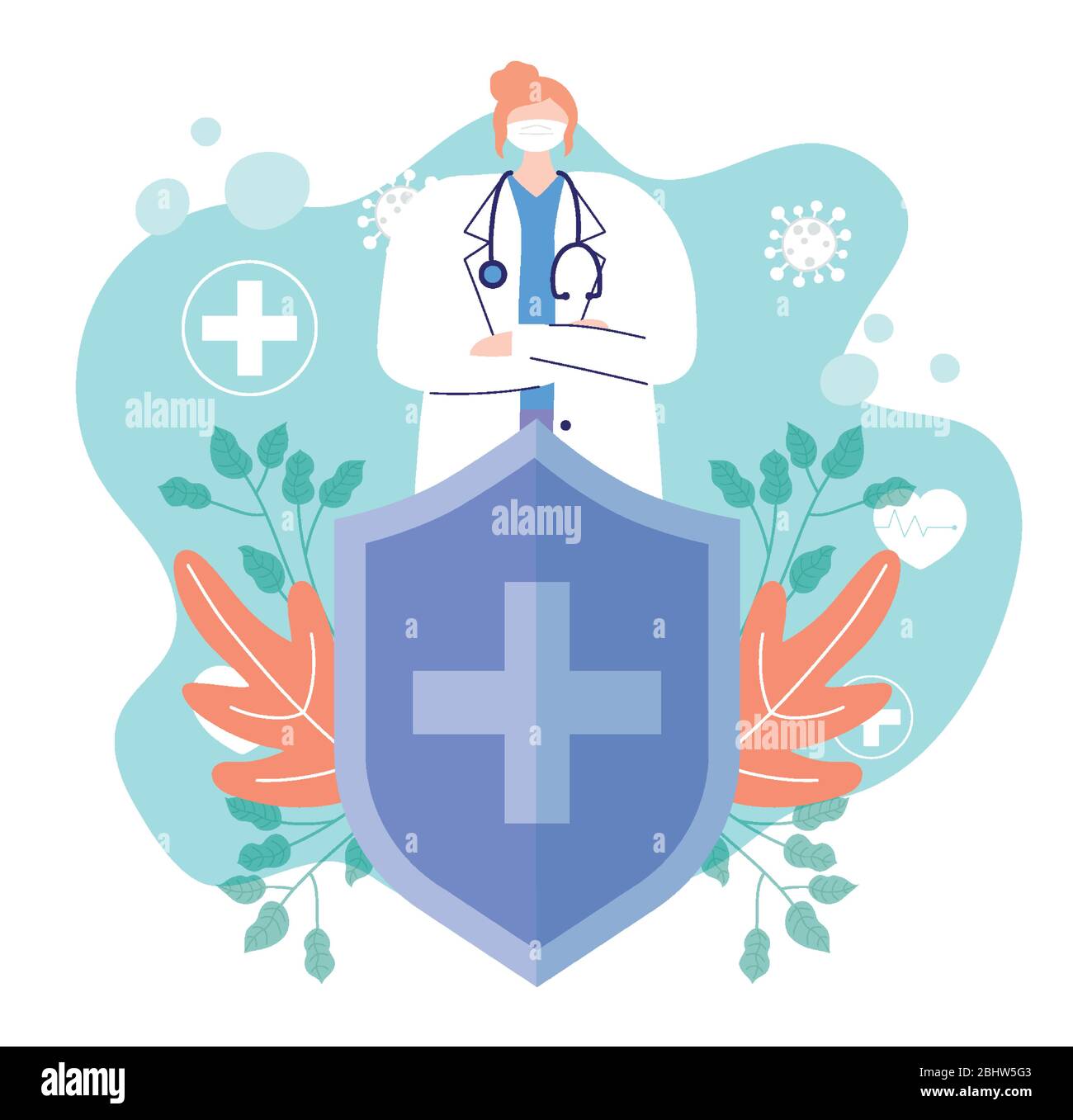 thanks, doctors, nurses, female physician shield protection medical ...