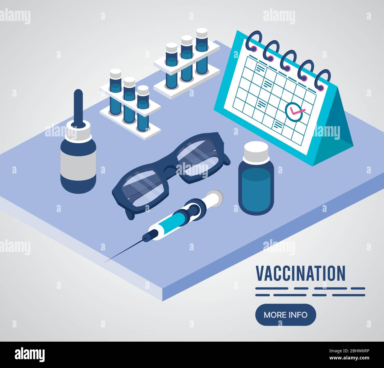 vaccination service with calendar isometric icons Stock Vector Image ...