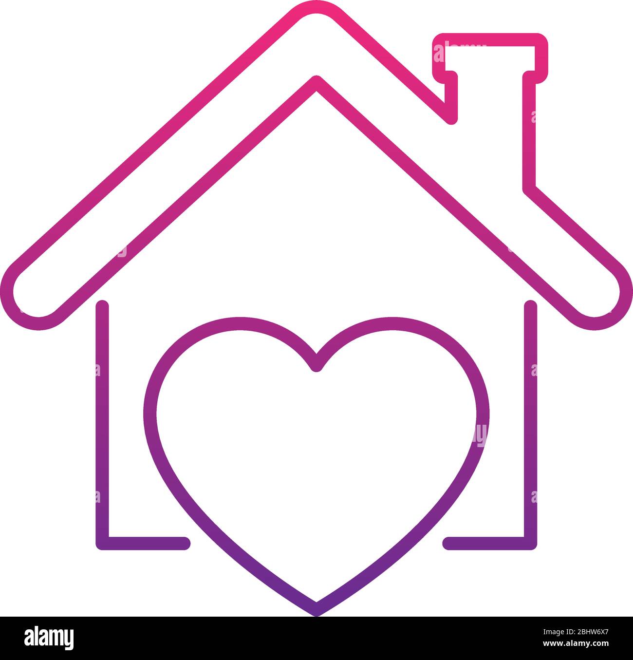 stay home concept, heart and house icon over white background, gradient ...