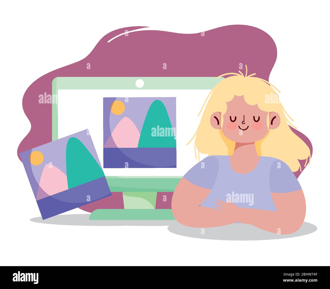 people communication and technology, girl with computer photo gallery ...