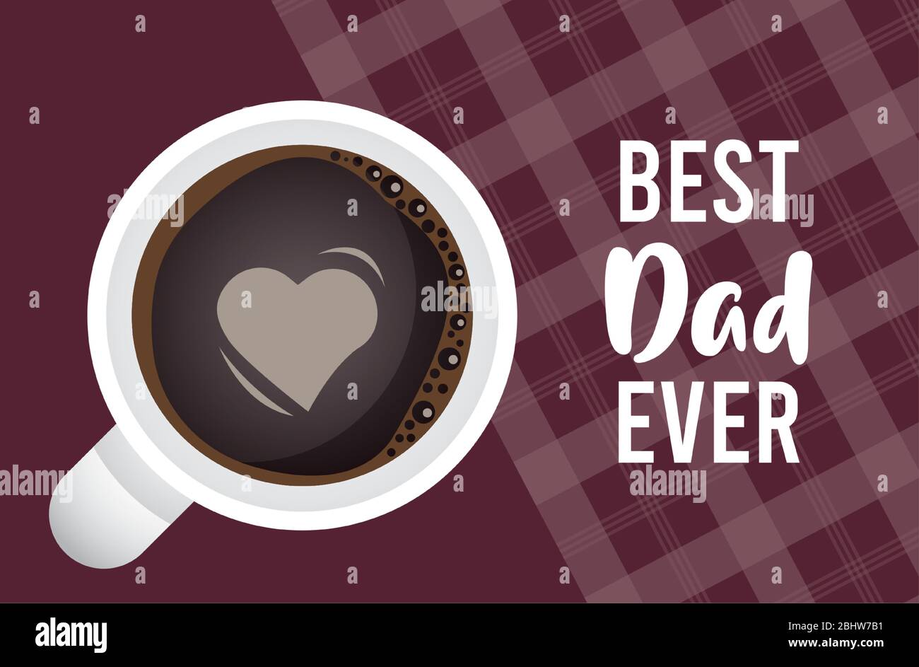 happy fathers day card with coffee cup and heart Stock Vector Image ...