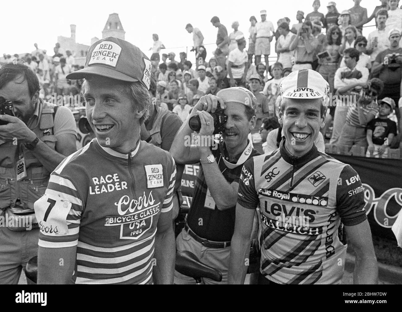 American cyclists Greg Lemond, left, and Andy Hampsten during the Coors ...