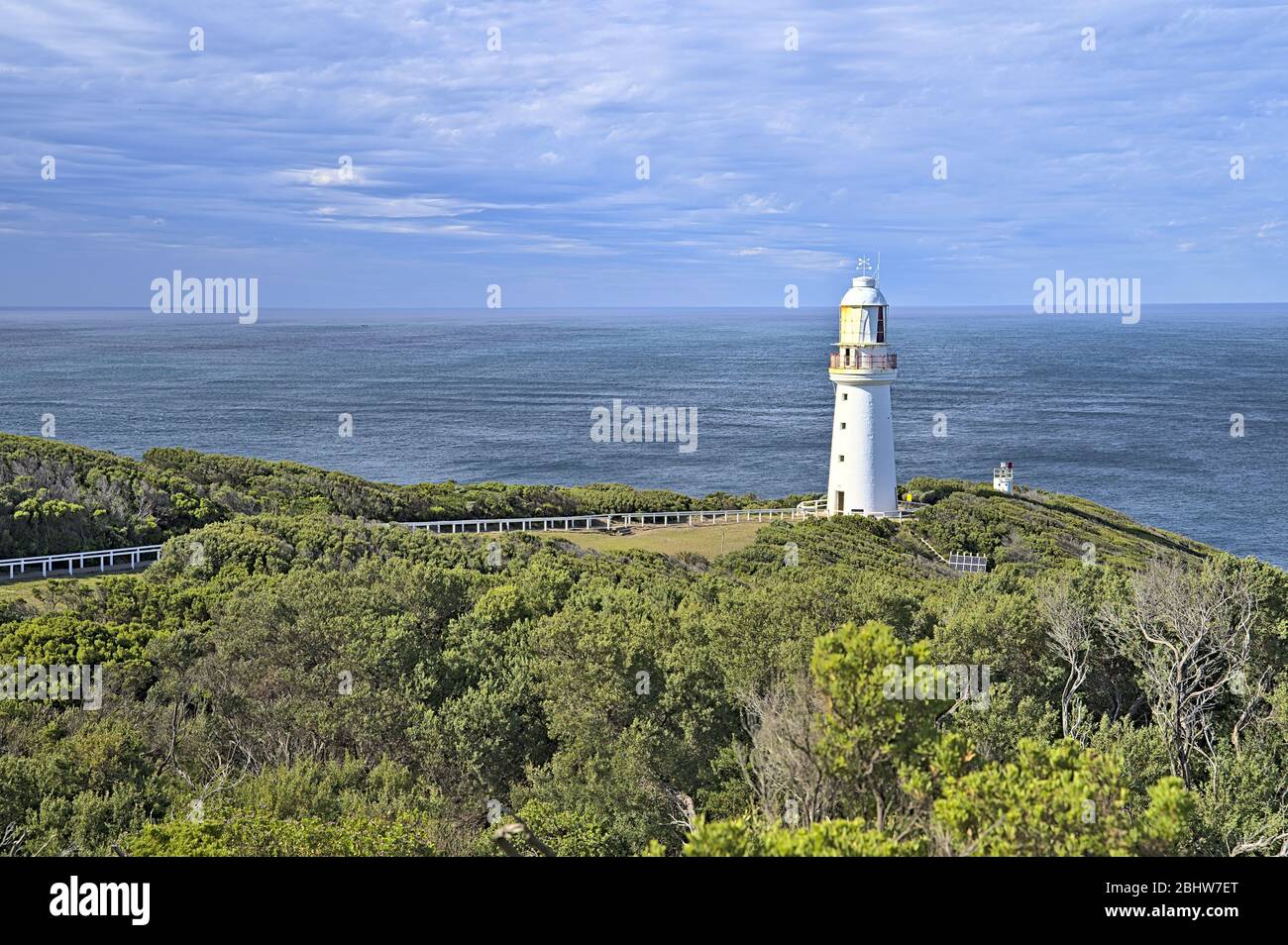Cape Otway Lighthouse with the sea behind Stock Photo - Alamy