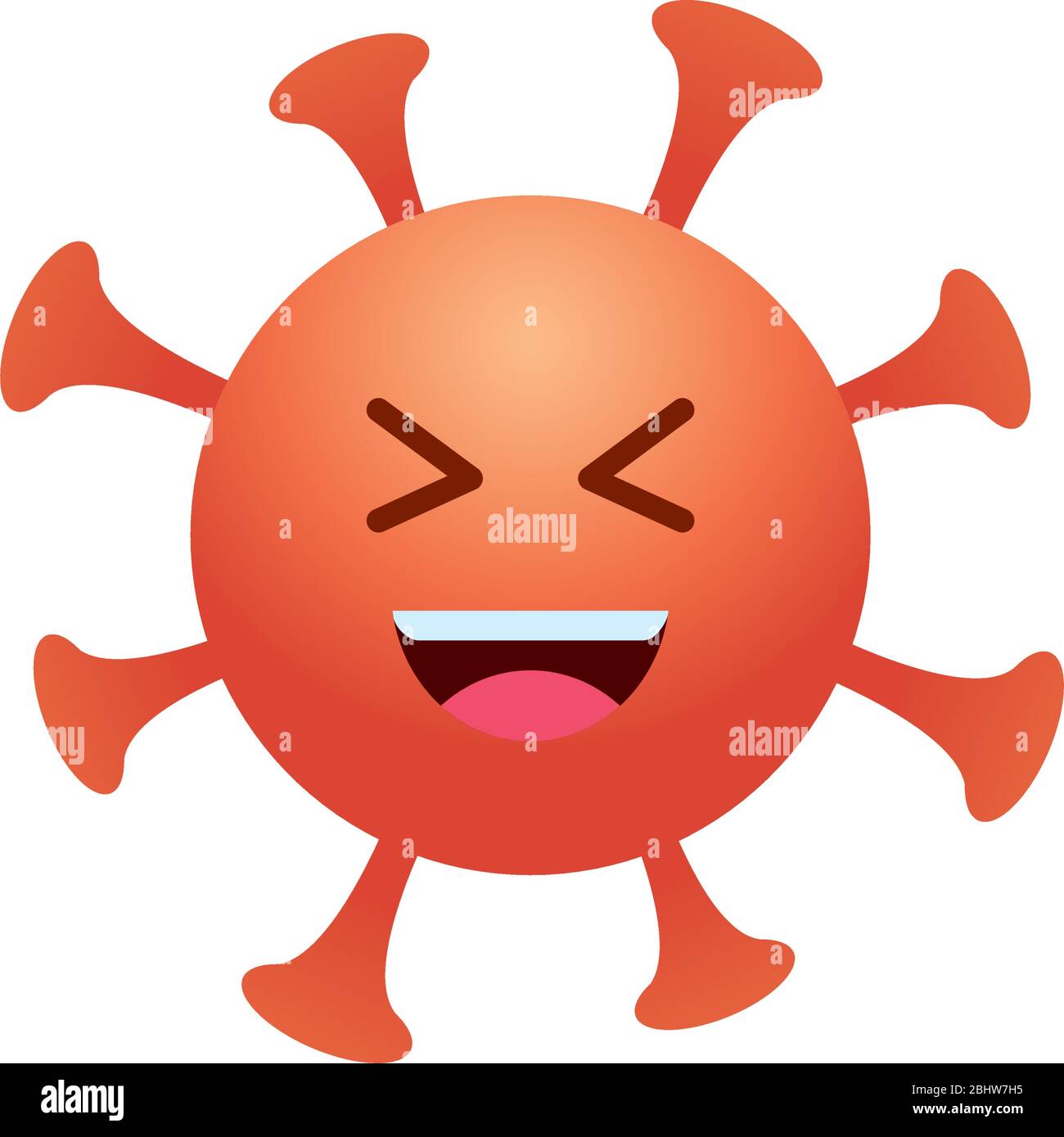 coronavirus emoji laughing over white background, gradient style ...