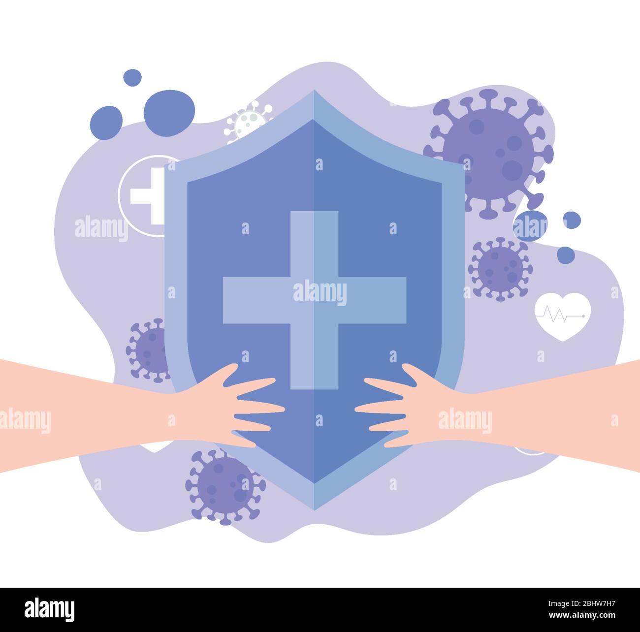 thanks, doctors, nurses, shield protection hands support medical vector ...