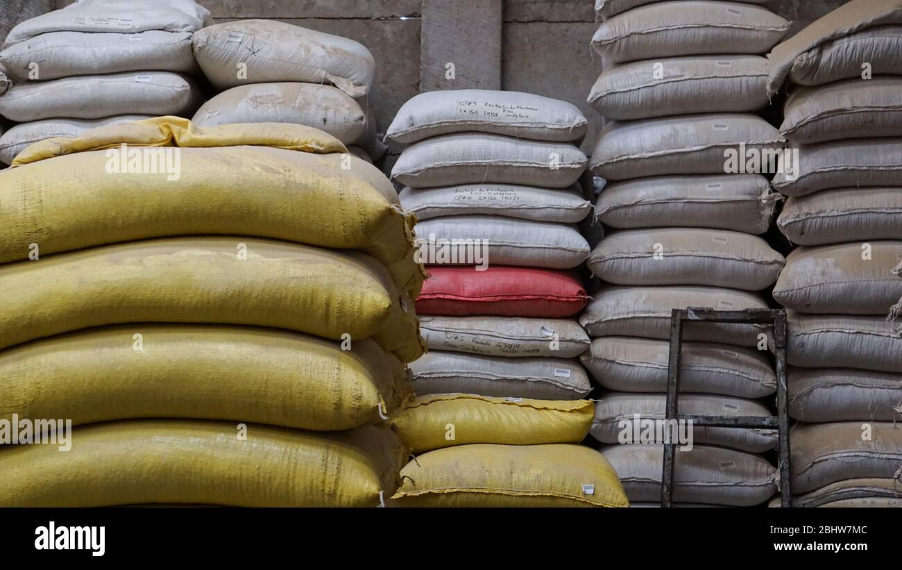 A pile of coffee sacks in Guatemala Stock Photo - Alamy