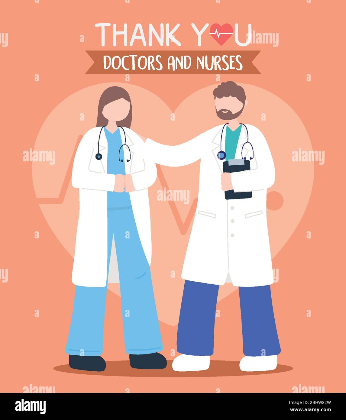 thanks, doctors, nurses, physician female and male with clipboard ...