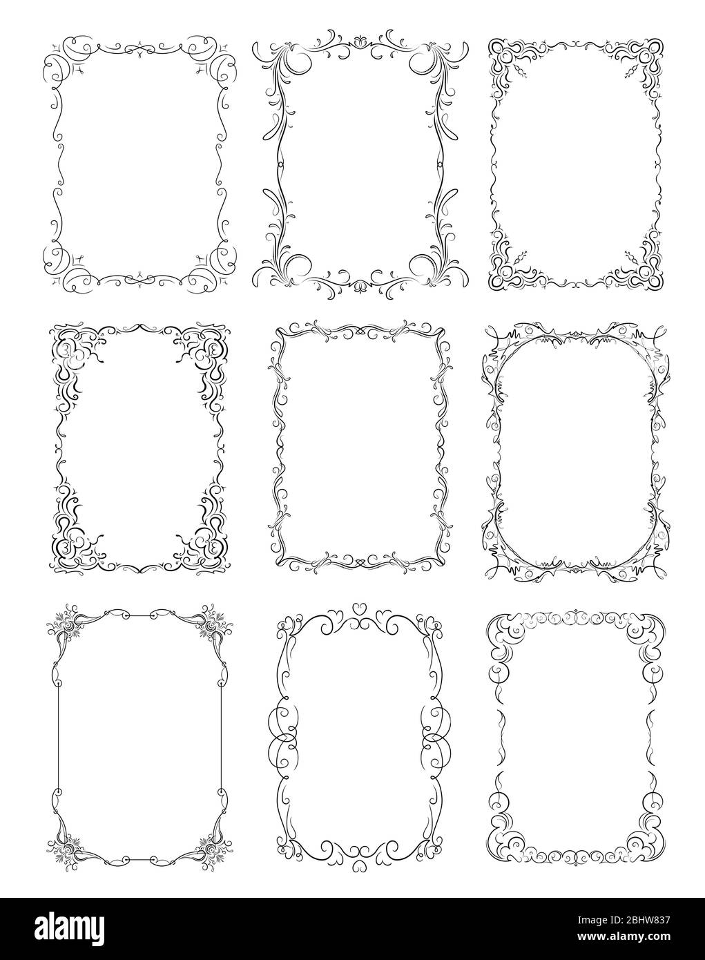 Set of six thin decorative stylish vector frames for your design Stock ...