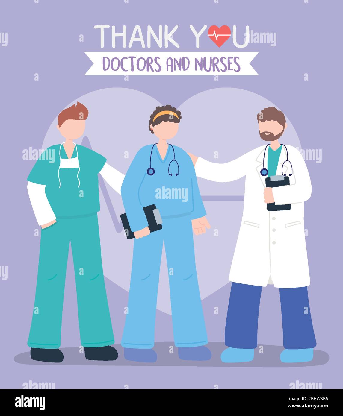 thanks, doctors, nurses, physician with male and female nurses staff ...