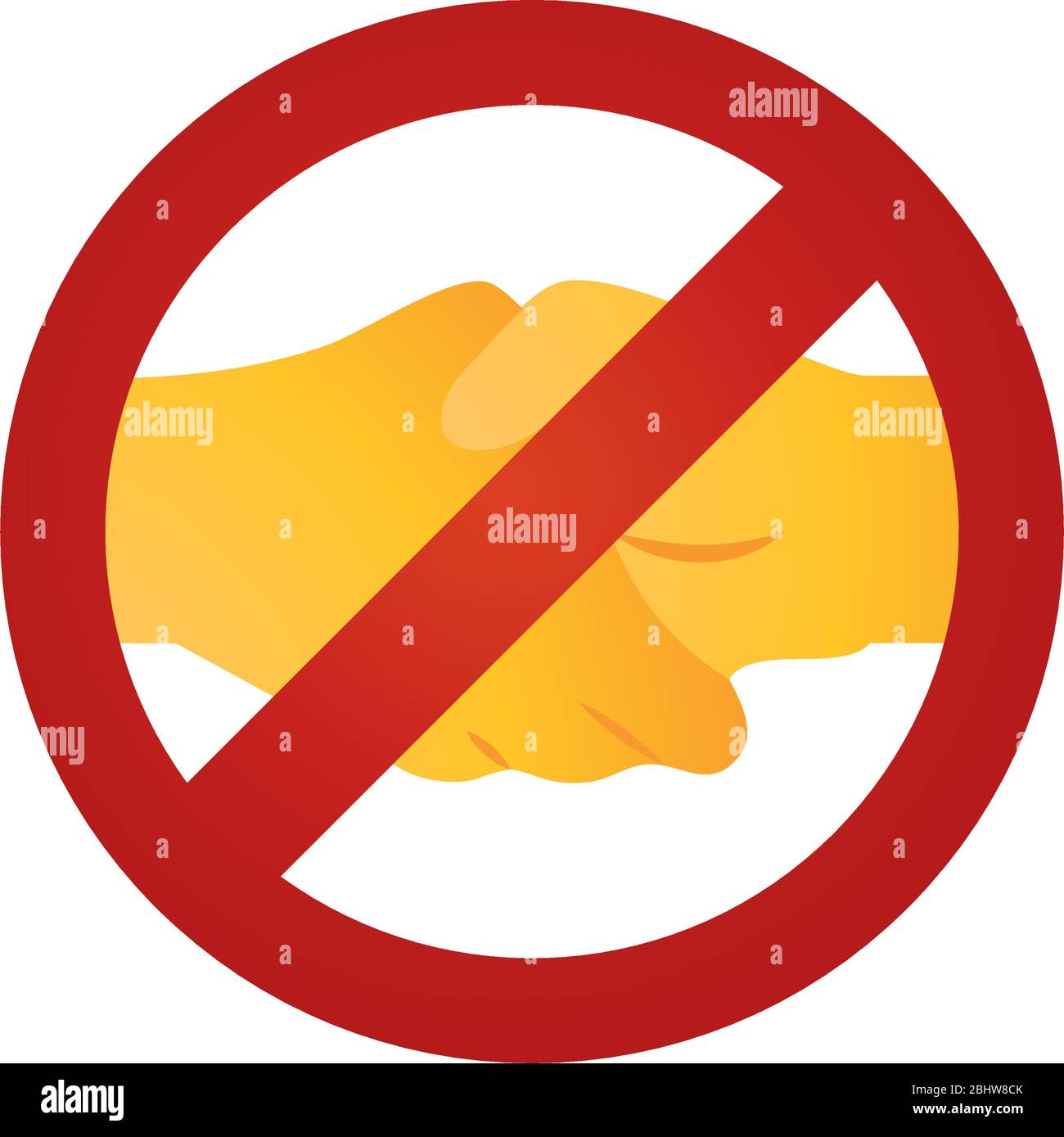 forbidden sign with handshacking icon over white background, gradient ...