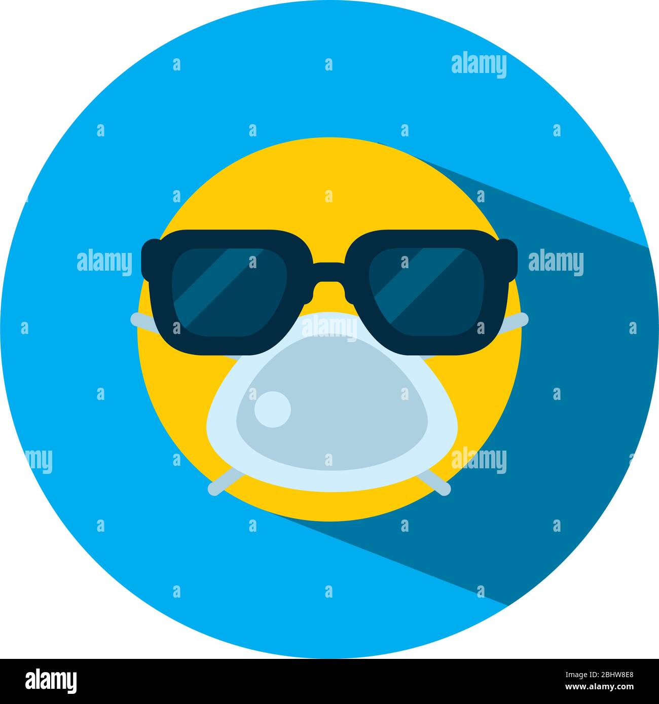 Emoji coronavirus concept, cool emoji with sunglasses and mouth mask ...