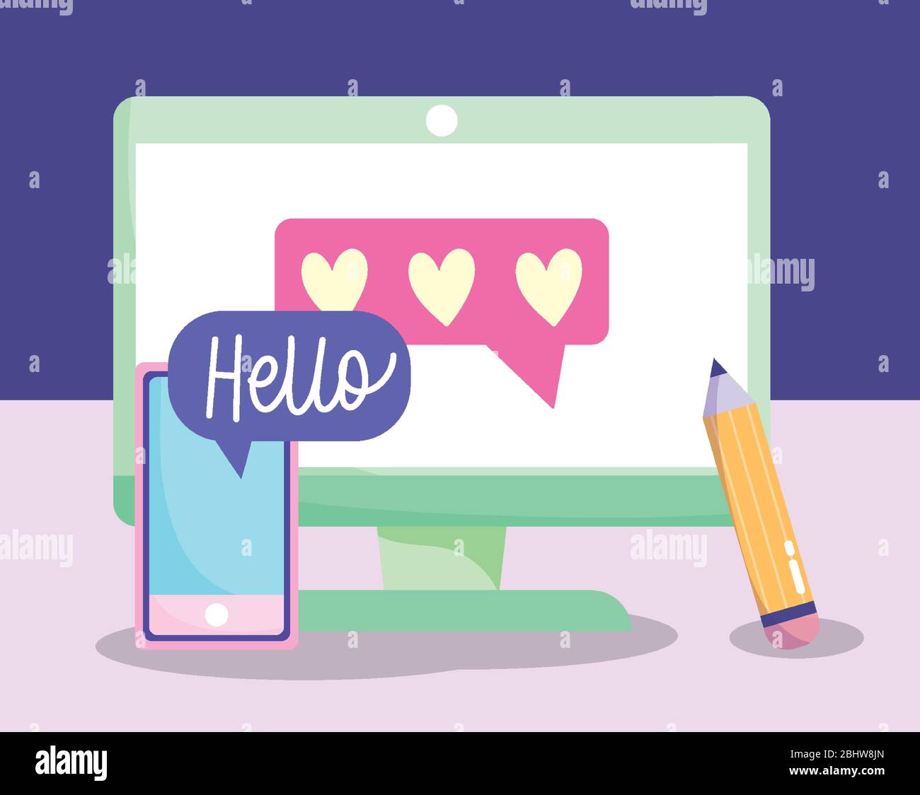 people communication and technology, computer smartphone pencil idea ...