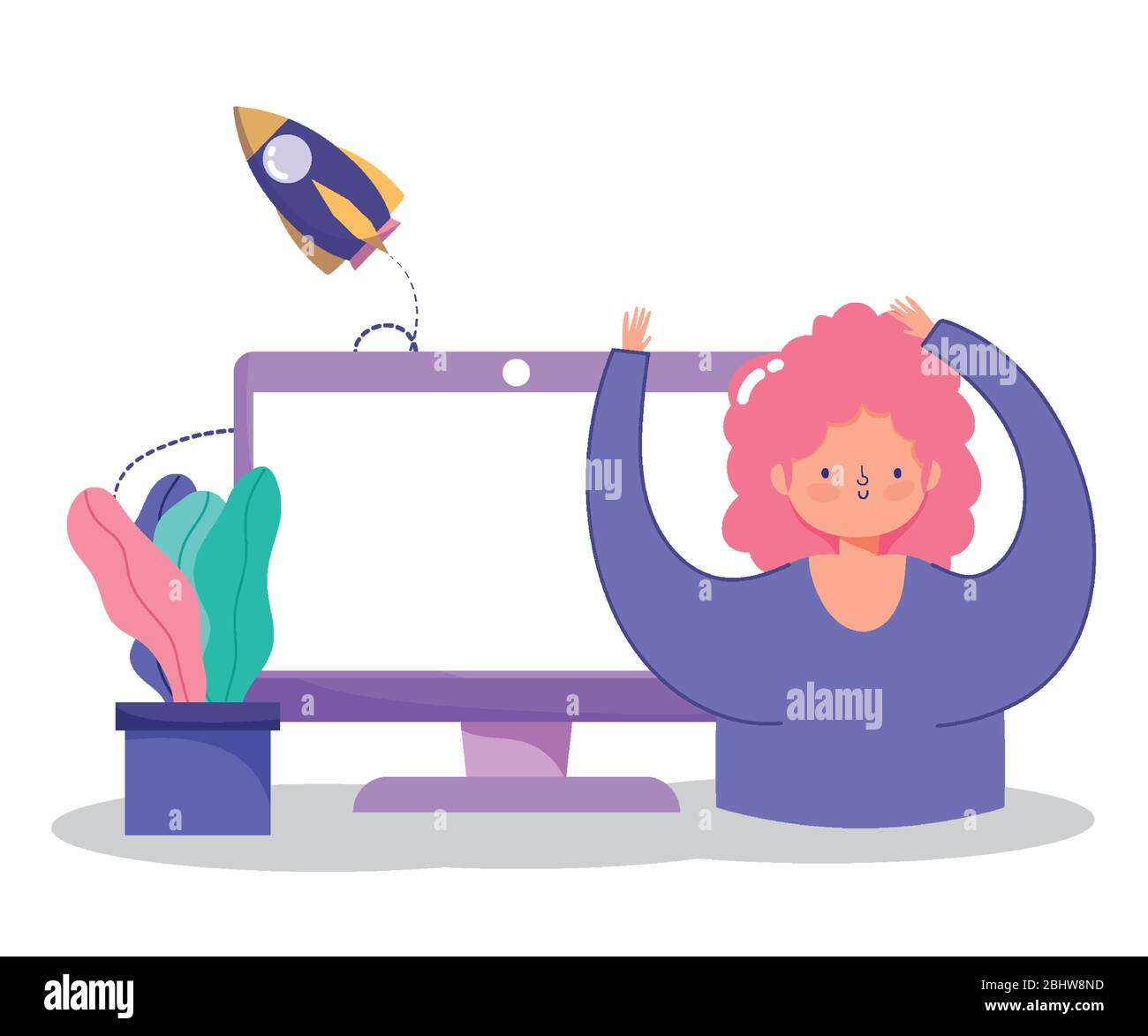 people communication and technology, girl with computer idea innovation ...