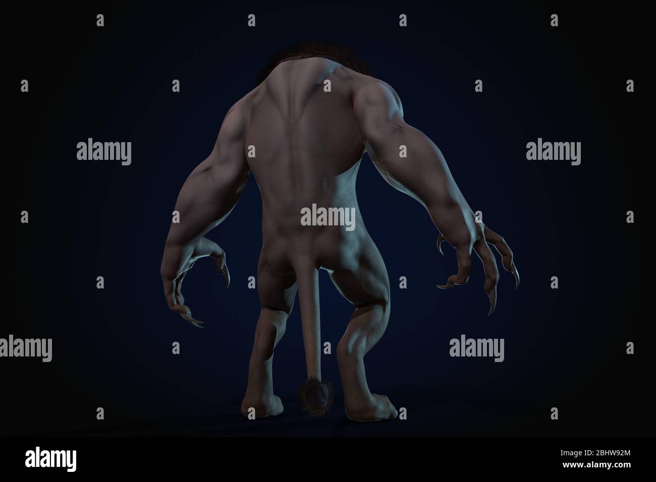 Fantasy character Humanoid Lion in epic pose - 3D render on black ...