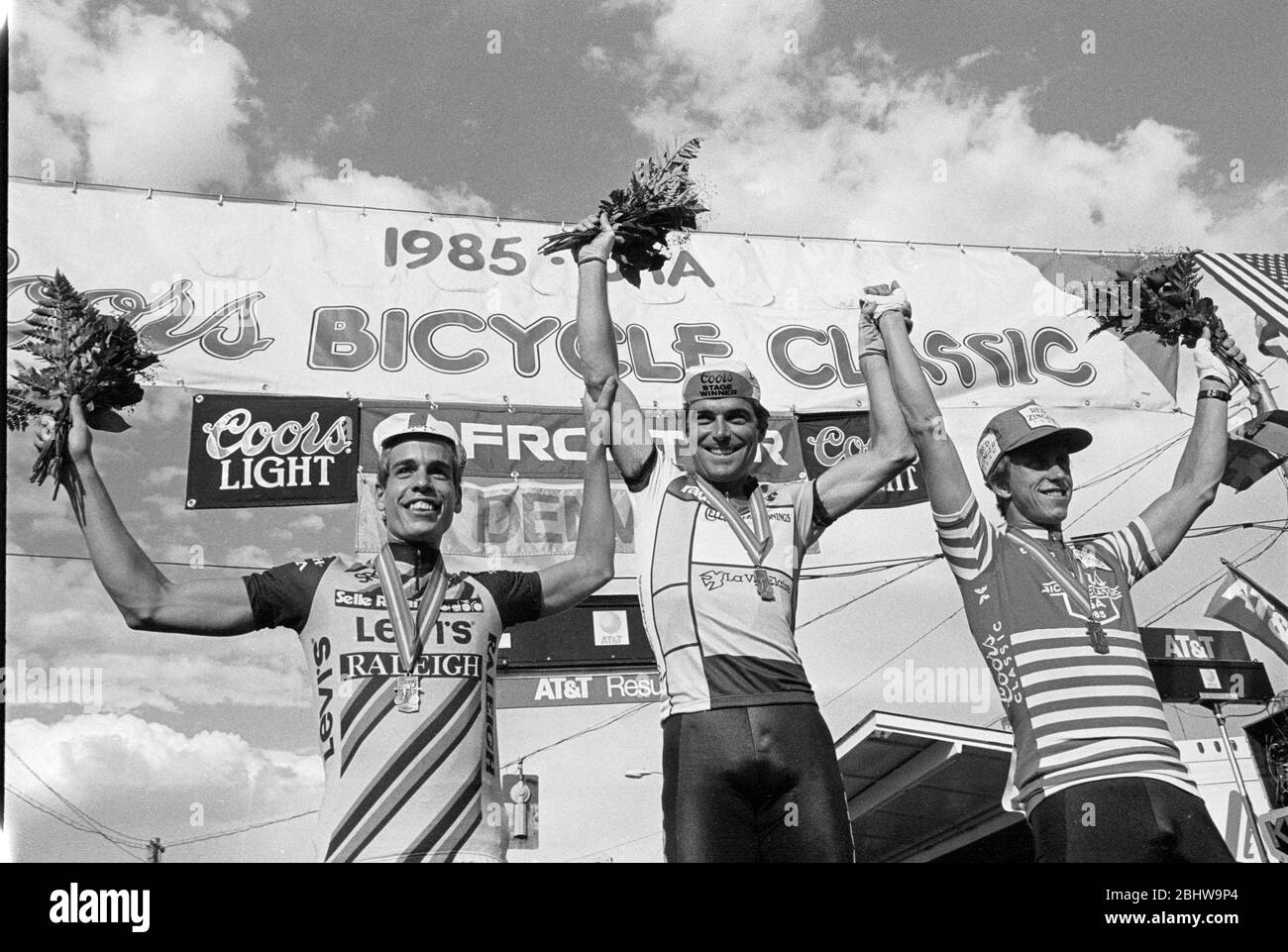 On the victory podium photo Black and White Stock Photos & Images - Alamy