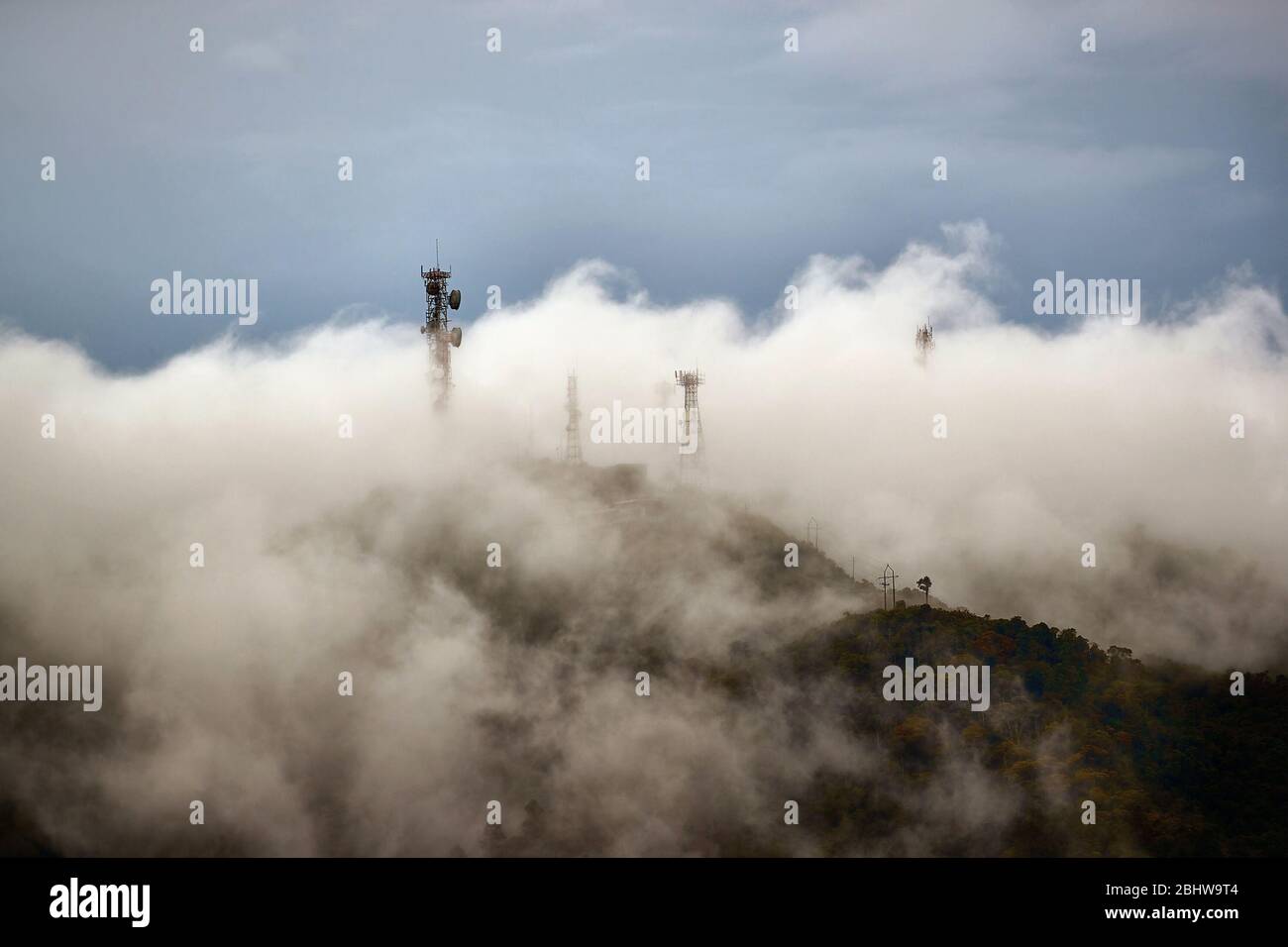 Transmitter towers on a hill Stock Photo - Alamy