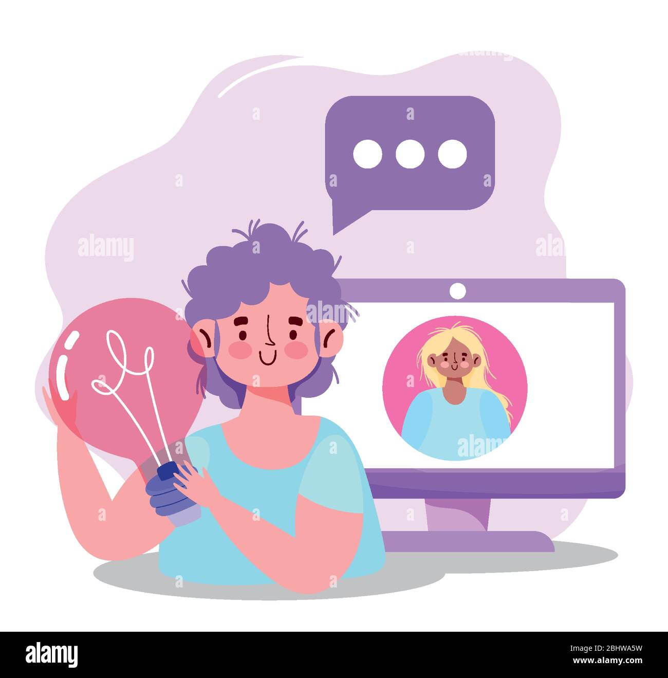 people communication and technology, boy and girl computer message idea ...