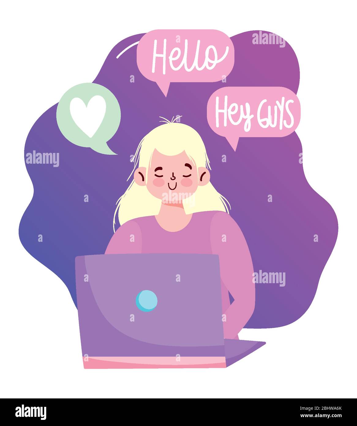 people communication and technology, girl with laptop speech bubble ...