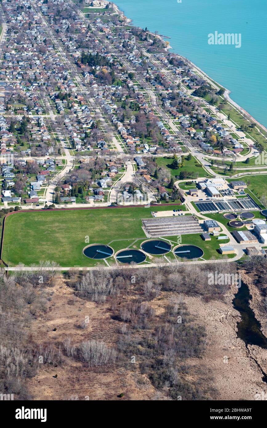 Aerial view of Kenosha, Wisconsin on a sunny April day Stock Photo - Alamy
