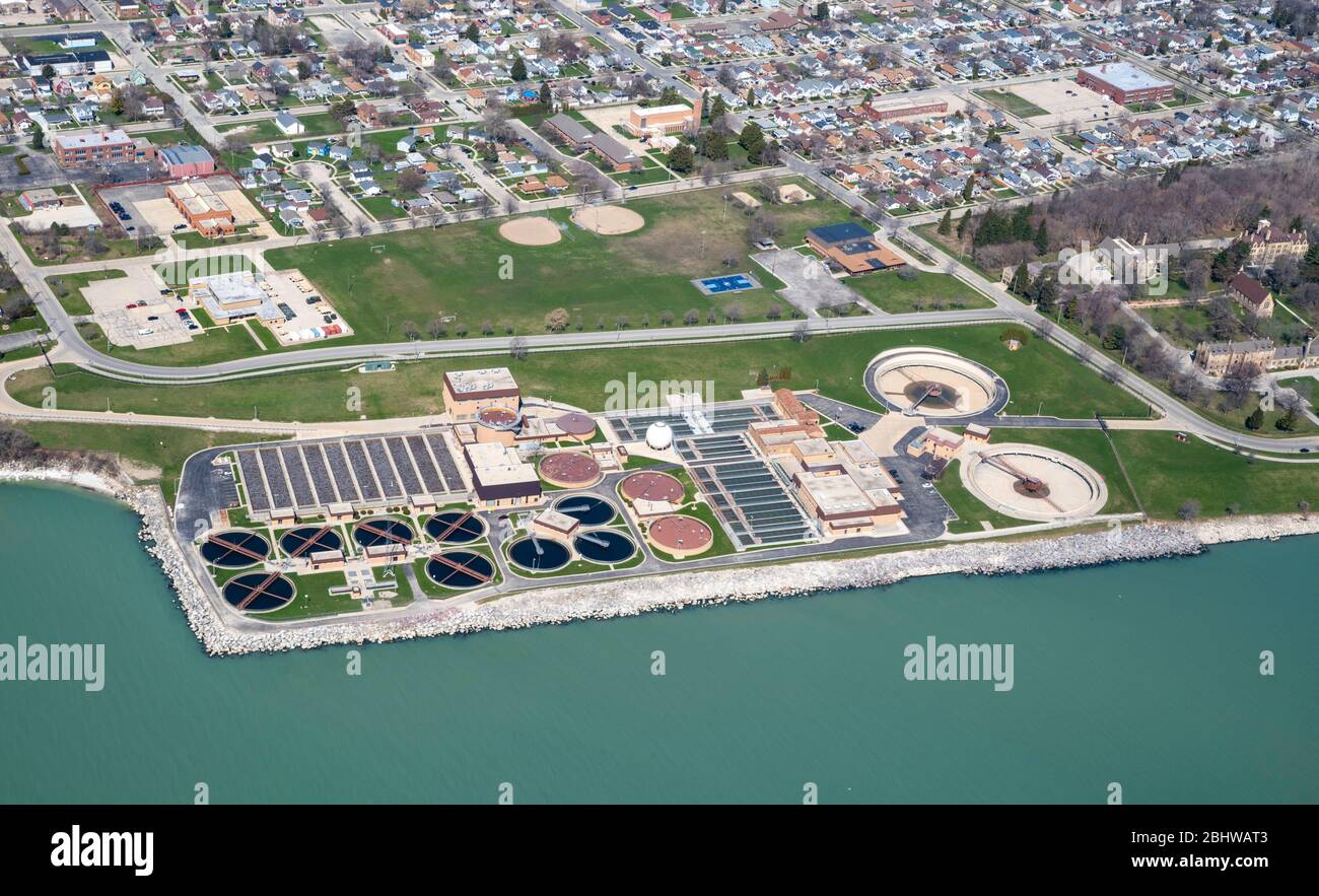 Aerial view of Racine, Wisconsin on a sunny April day Stock Photo - Alamy