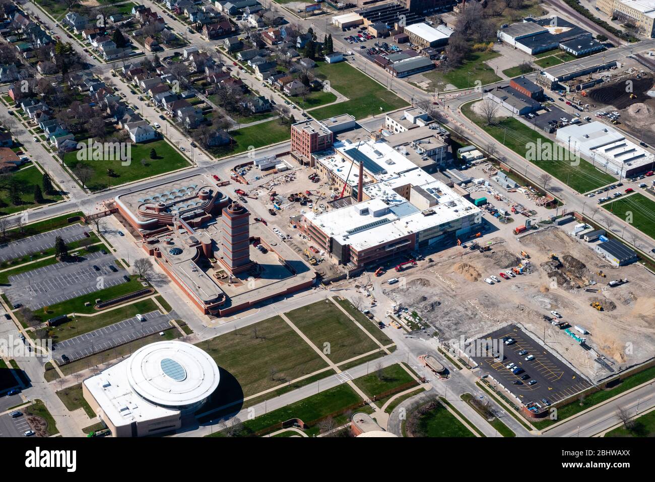 Aerial view of Racine, Wisconsin on a sunny April day Stock Photo - Alamy