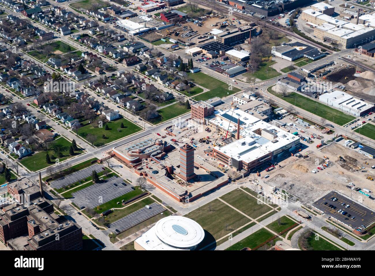 Aerial view of Racine, Wisconsin on a sunny April day Stock Photo - Alamy