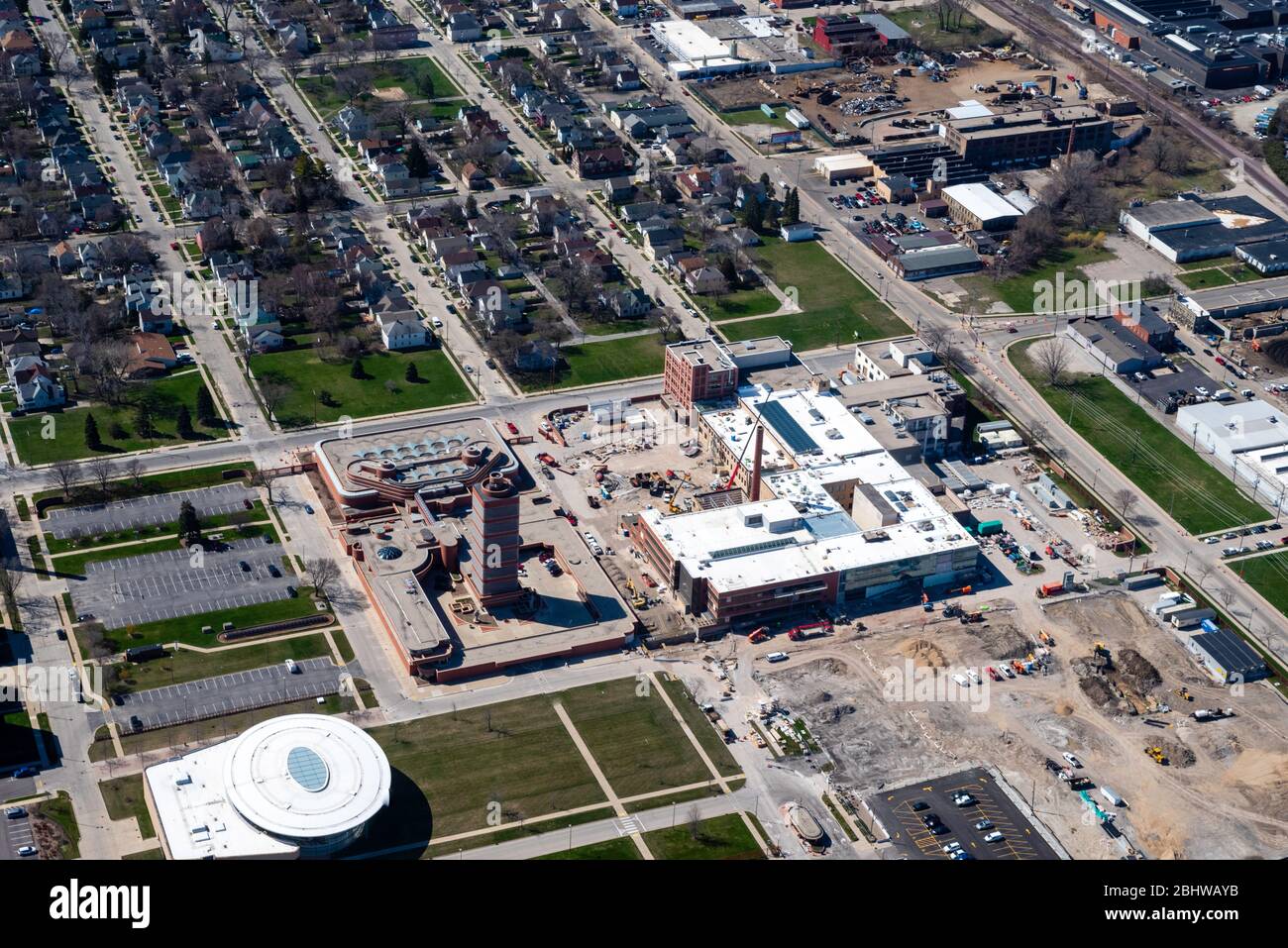 Aerial view of Racine, Wisconsin on a sunny April day Stock Photo - Alamy