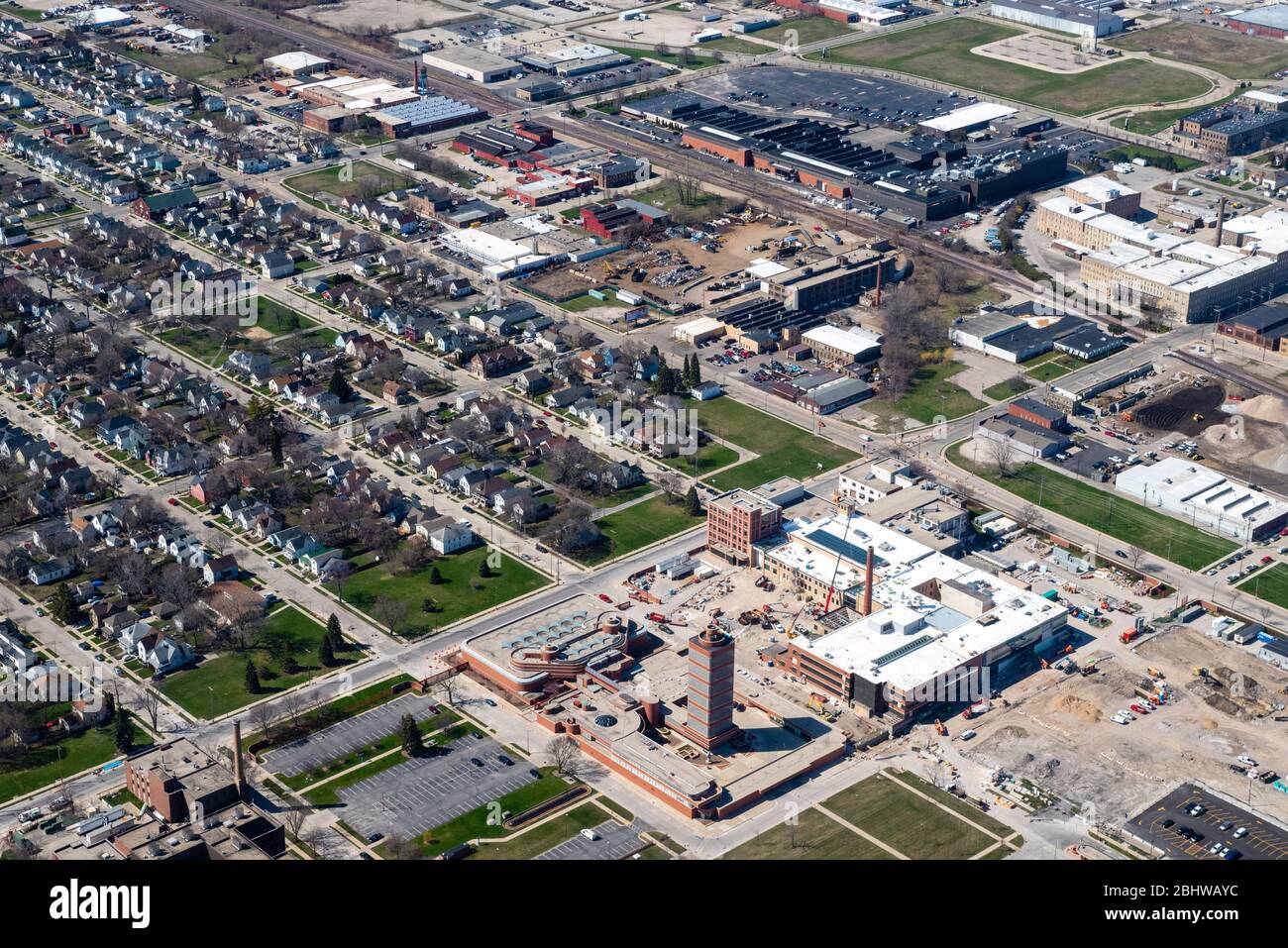 Aerial view of Racine, Wisconsin on a sunny April day Stock Photo - Alamy