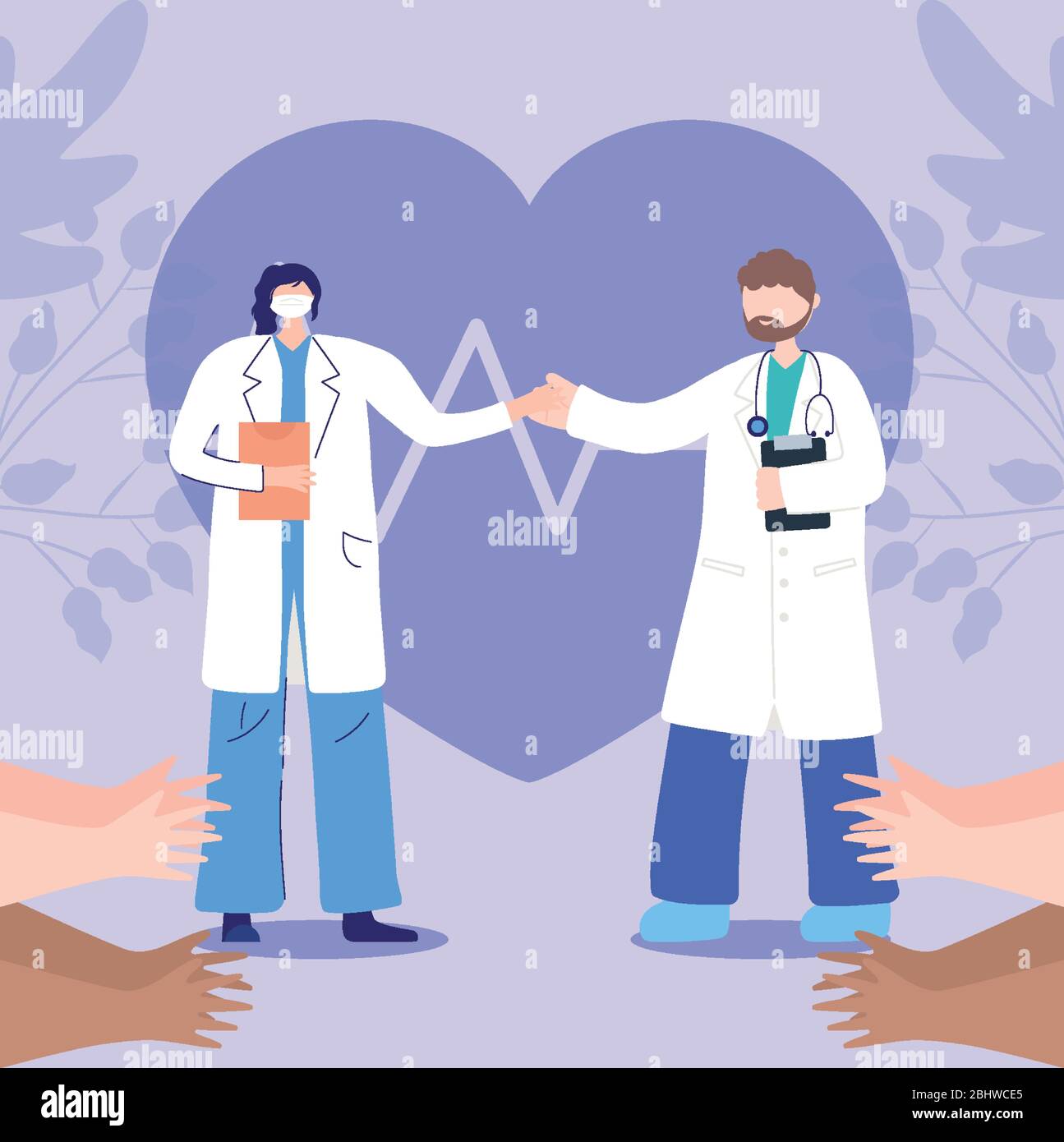 thanks, doctors, nurses, physicians female and male holding hands and ...