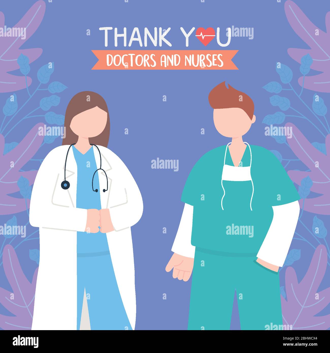 thanks, doctors, nurses, female physician and male nurse with uniform ...