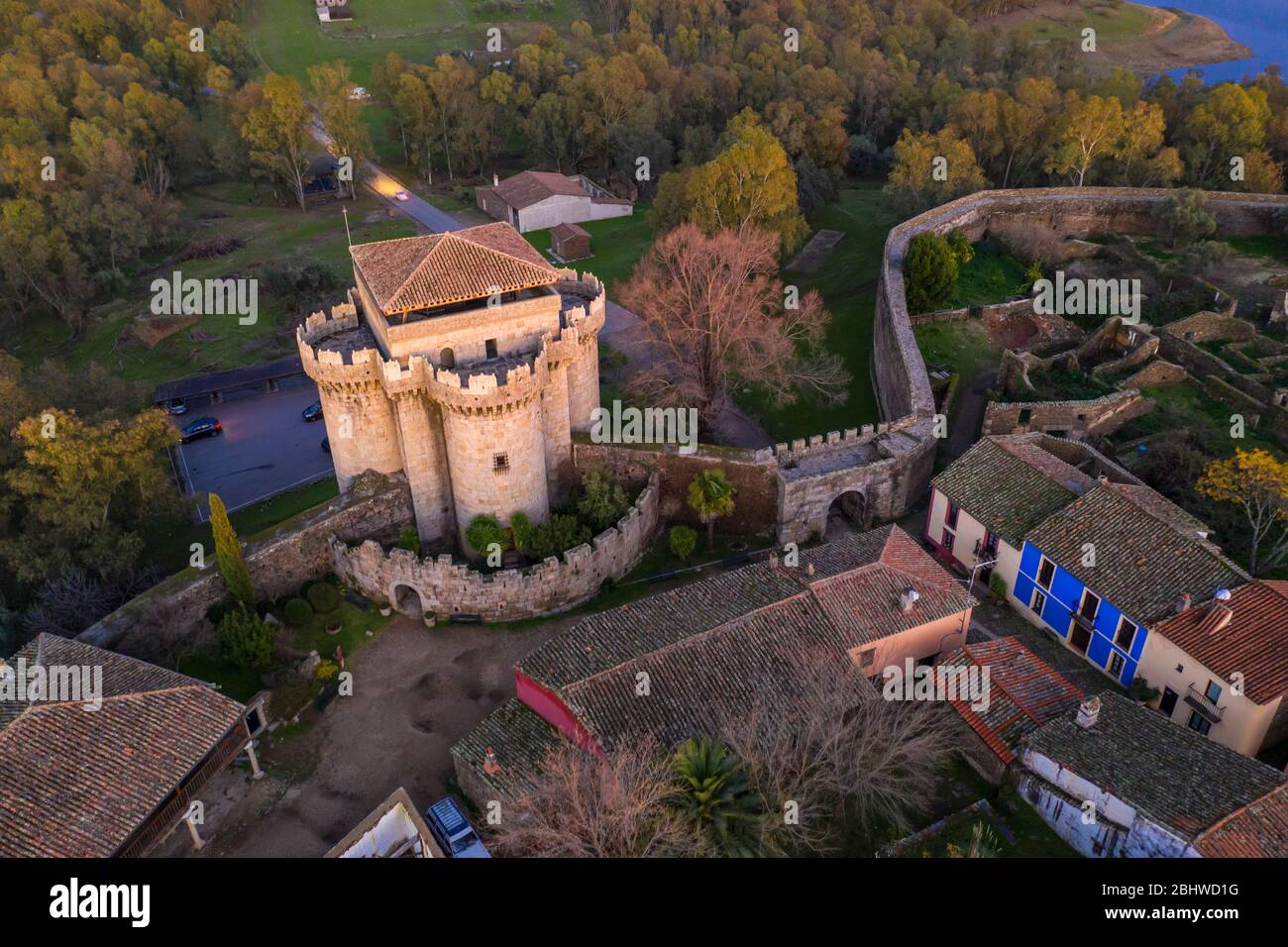 Aerial view of a medieval age Castle at the amazing and abandoned ...