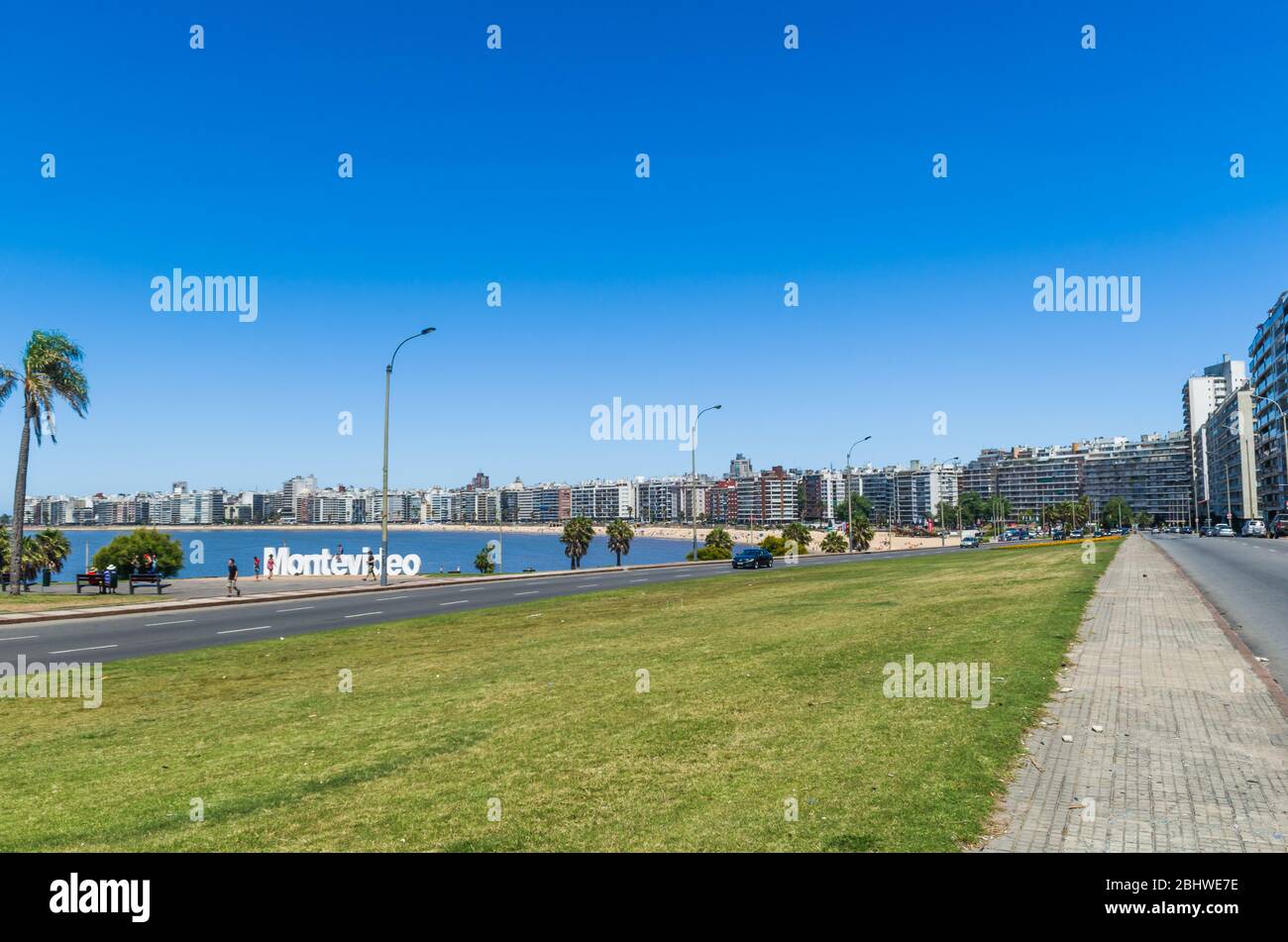 MONTEVIDEO, URUGUAY - Dezember 25, 2015: Landmark place at pocitos ...