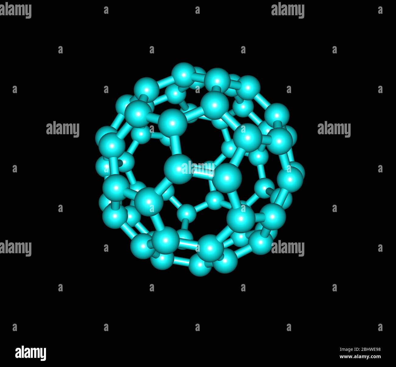 Fullerene molecular model C60 on black background Stock Photo - Alamy