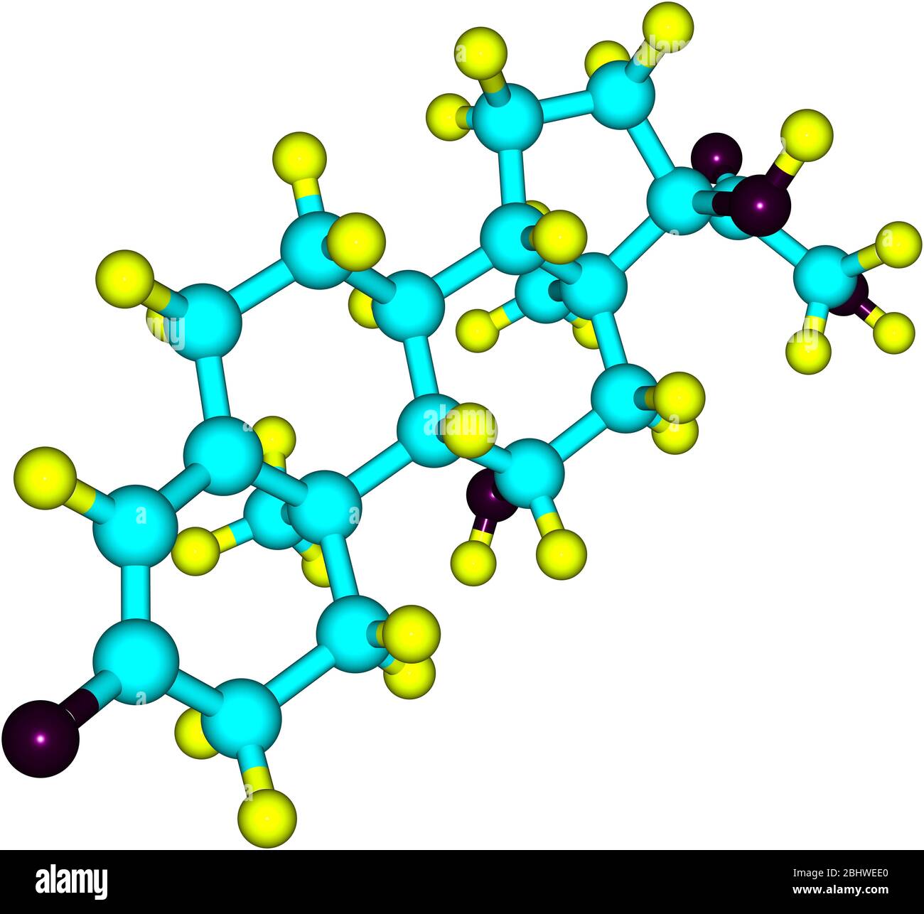 A molecular model of the hormone Hydrocortisone or Cortisol. IT is ...