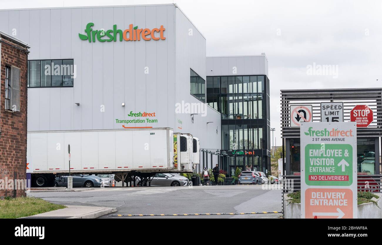 New York, United States. 27th Apr, 2020. FreshDirect delivery facility ...