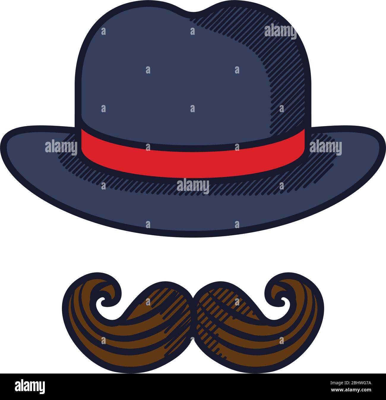 Happy fathers day concept, elegant hat and mustache icon over white ...
