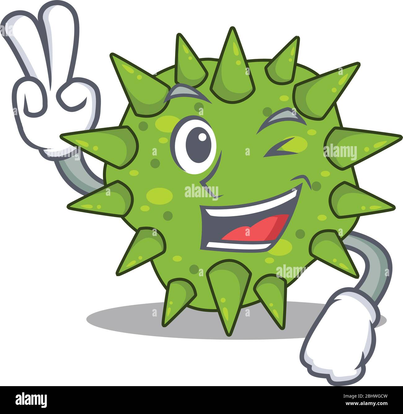 Happy vibrio cholerae cartoon design concept with two fingers Stock ...