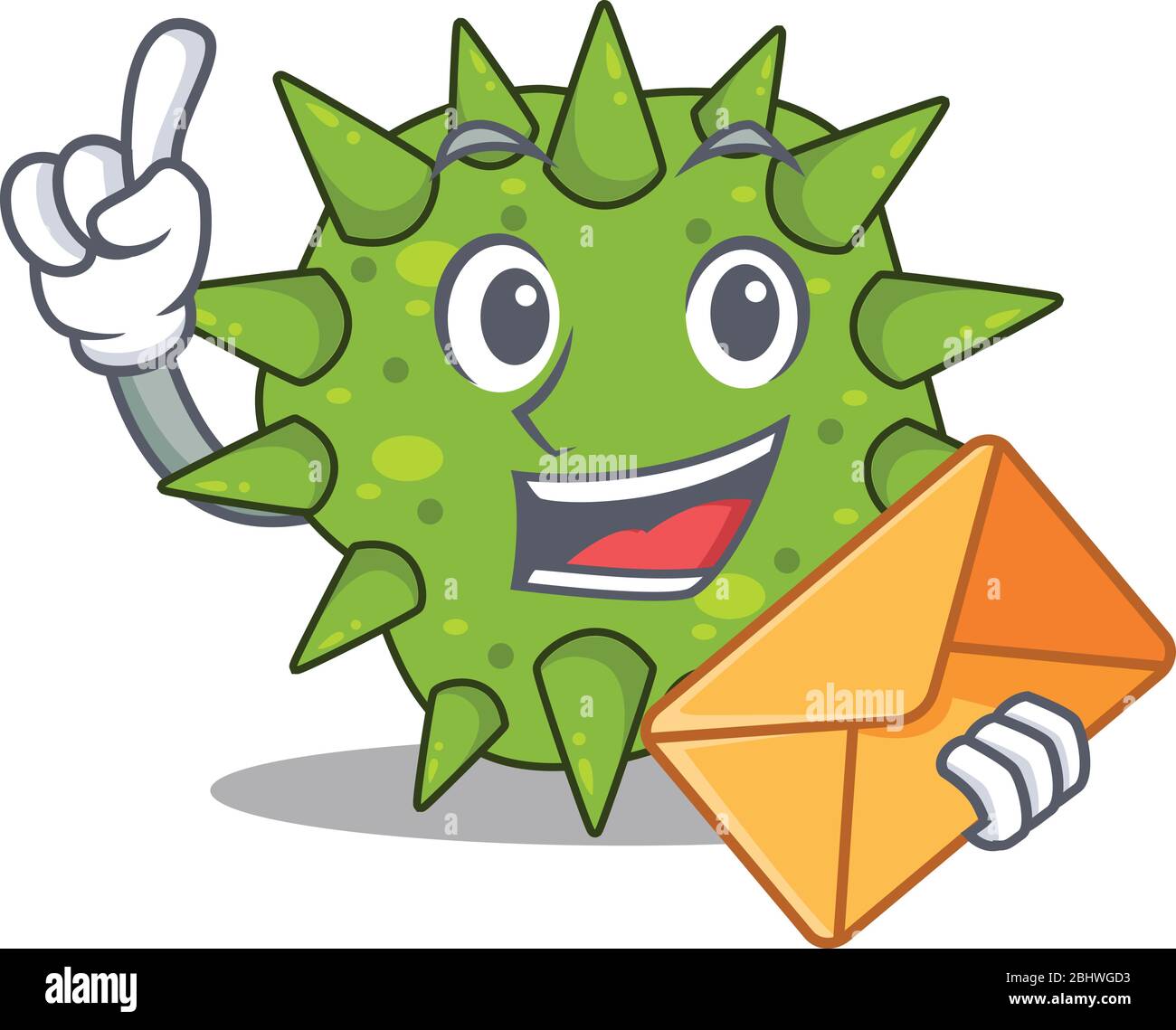 Happy vibrio cholerae mascot design concept with brown envelope Stock ...