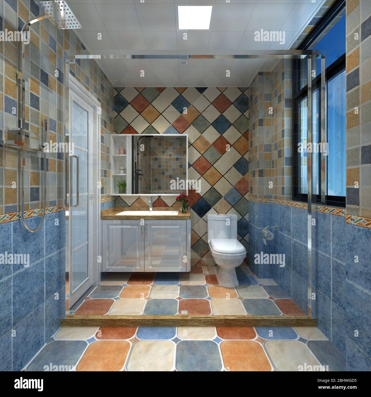 3d render of luxury bathroom interior Stock Photo - Alamy
