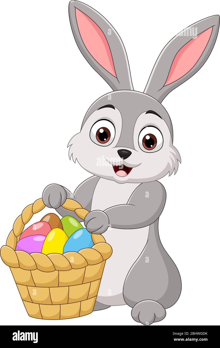 Cartoon rabbit holding an Easter basket Stock Vector Image & Art - Alamy