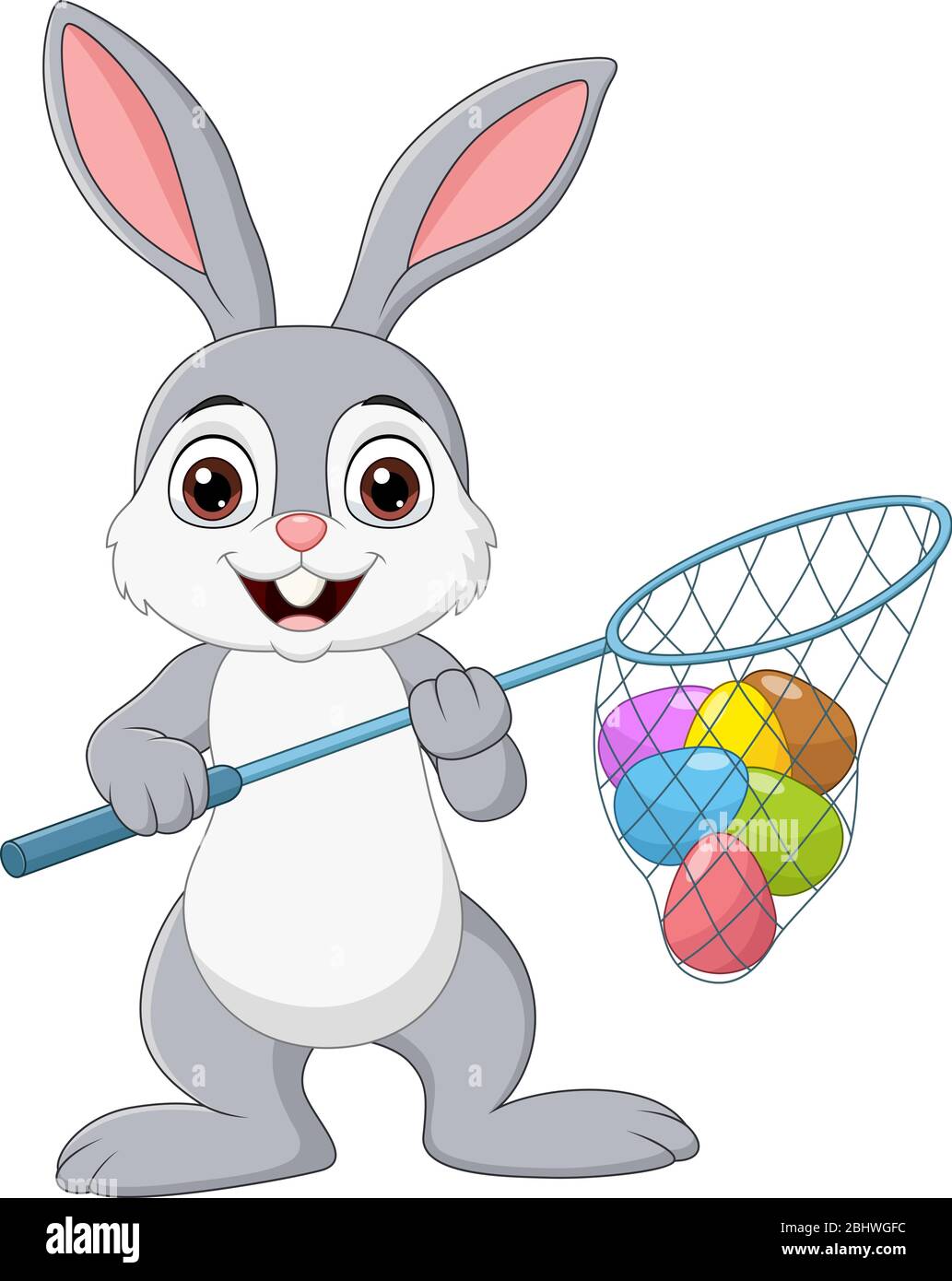 Cartoon rabbit hunting Easter eggs Stock Vector Image & Art - Alamy